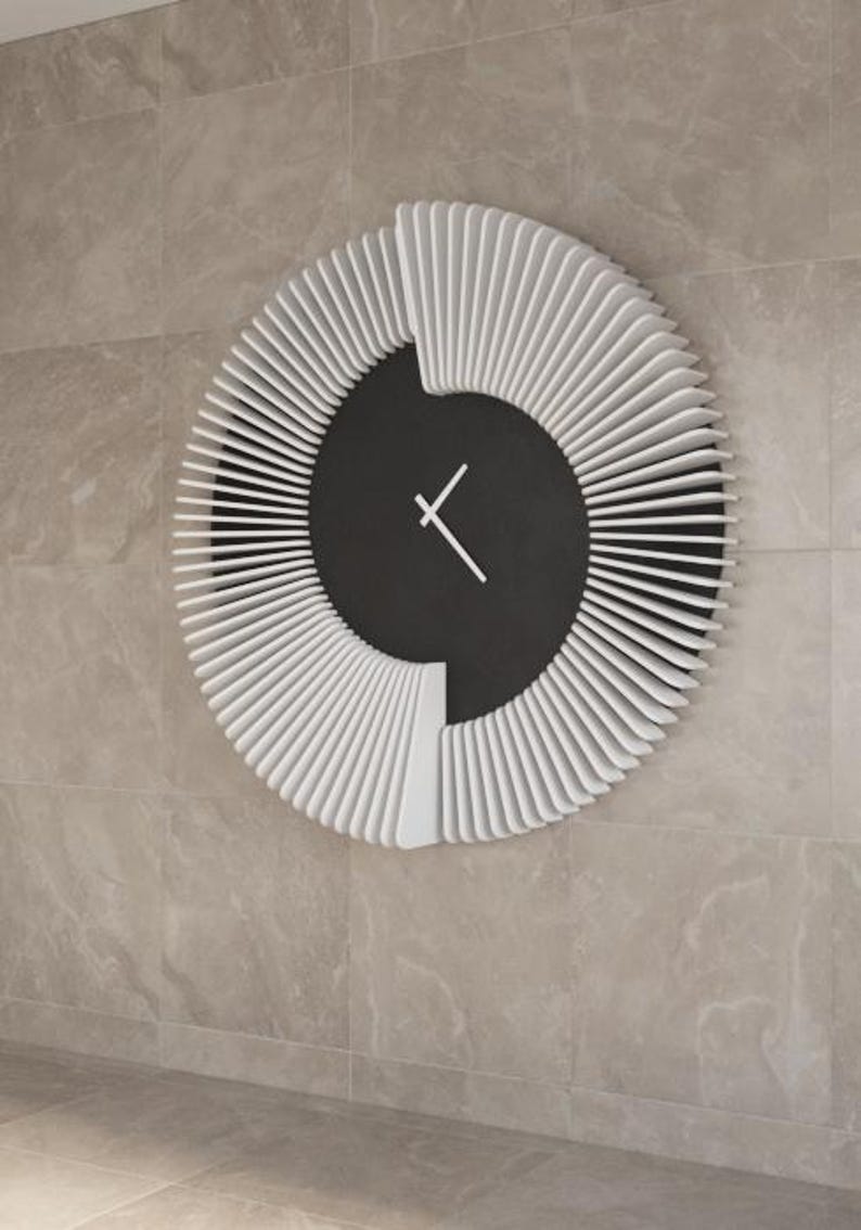 Parametric Radial Art,parametric Wavy Wooden Wall Decor,modern Clock ...