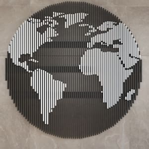 Parametic World Map Wall Decor,world Globe Map Cnc Cut,world Map Wall ...