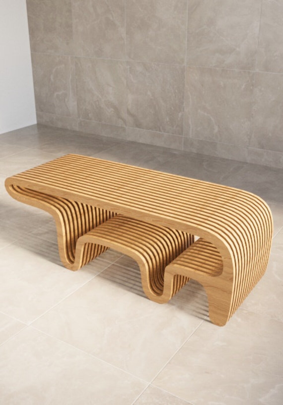Parametric Bench Design Wavy Wooden,parametric Wood Bench,handcrafted ...
