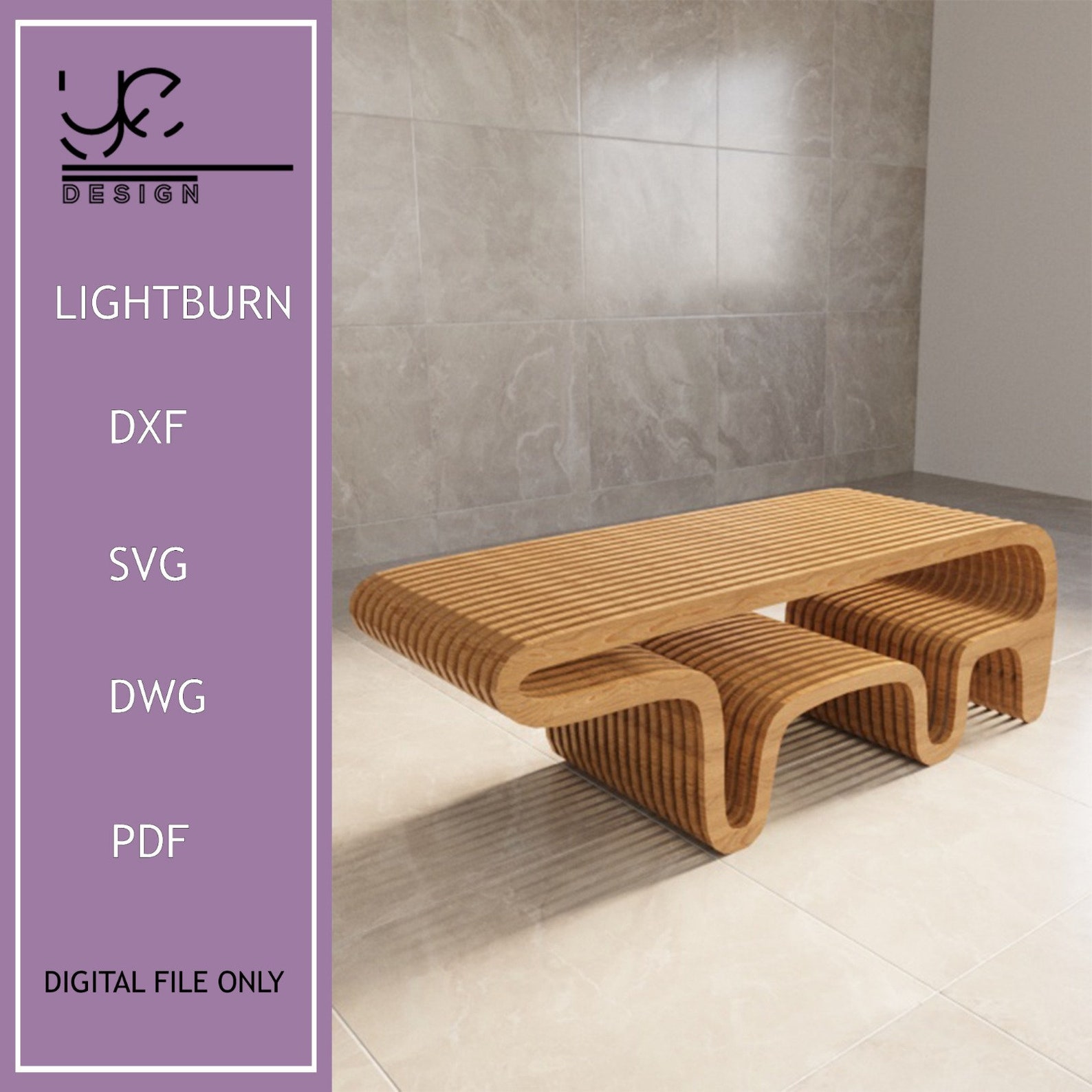 Parametric Bench Design Wavy Wooden,parametric Wood Bench,handcrafted ...