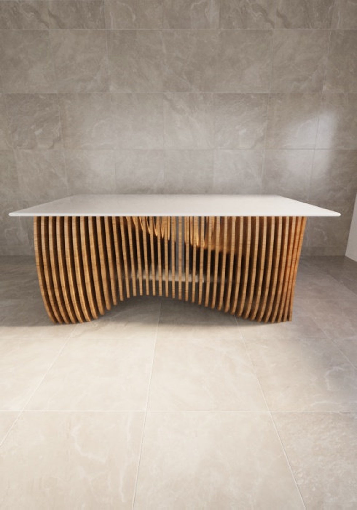 Parametric Table Design,parametric Dinner Table,wooden Table Decor,wavy ...