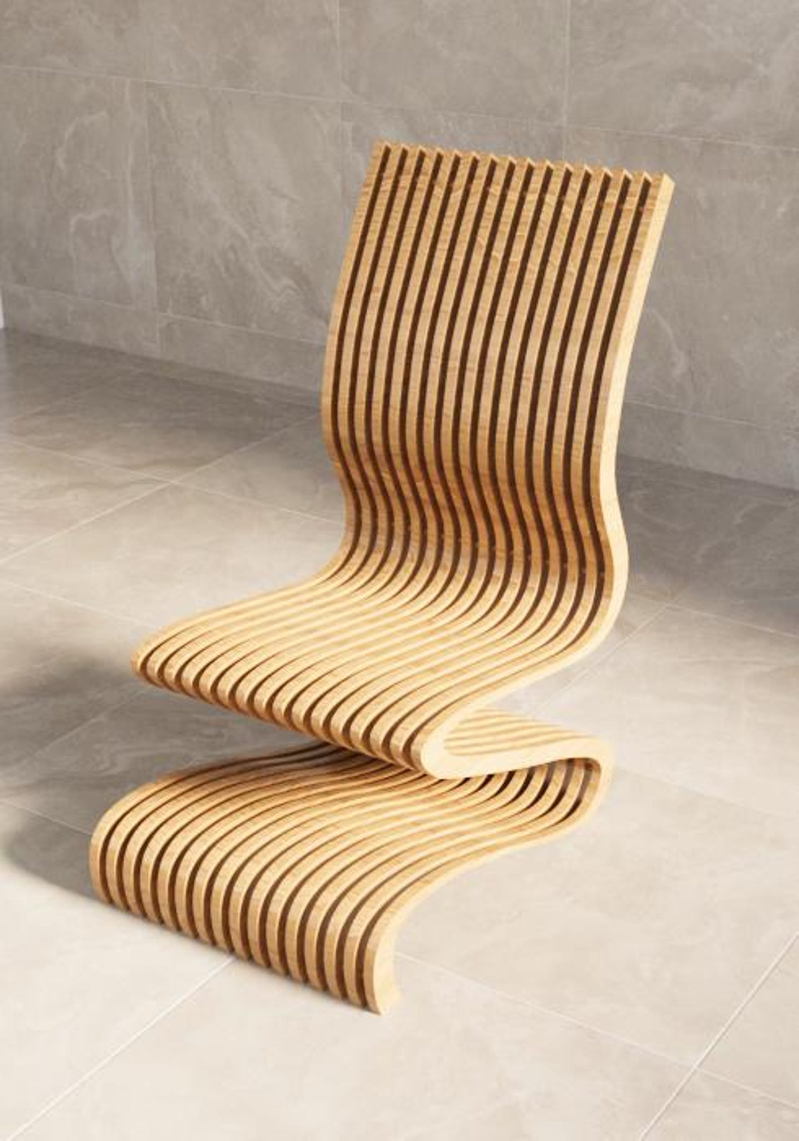 Parametric Wavy Wooden Chair,parametric Chair,wood Chair Model,wood ...