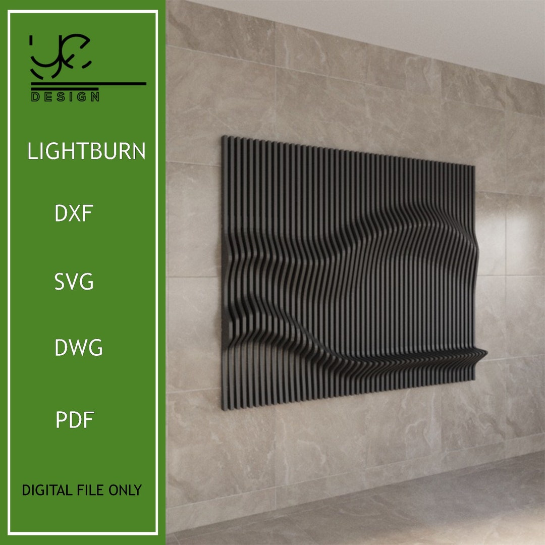 Parametric Wavy Wooden Wall Decor,parametric Wall Art Panel Dxf,sliced ...