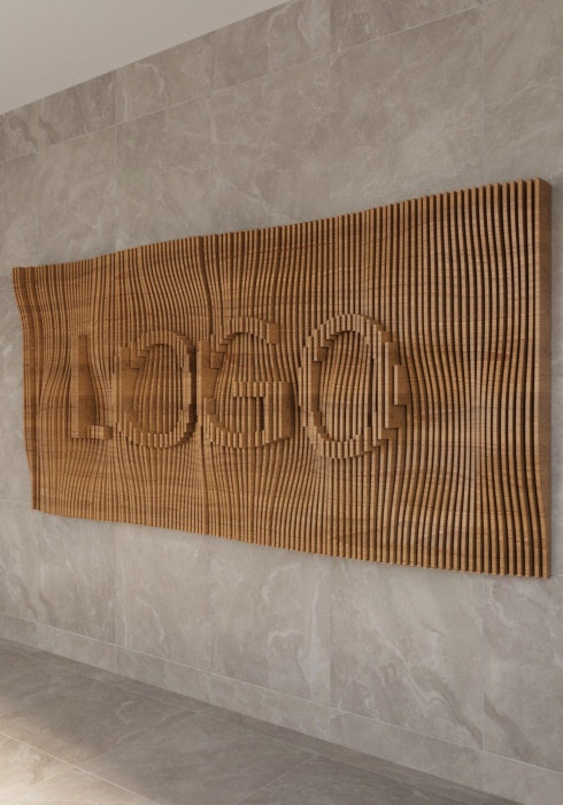 Parametric Logo Design Wavy Wooden Wall Decor and Interior Wall Art ...