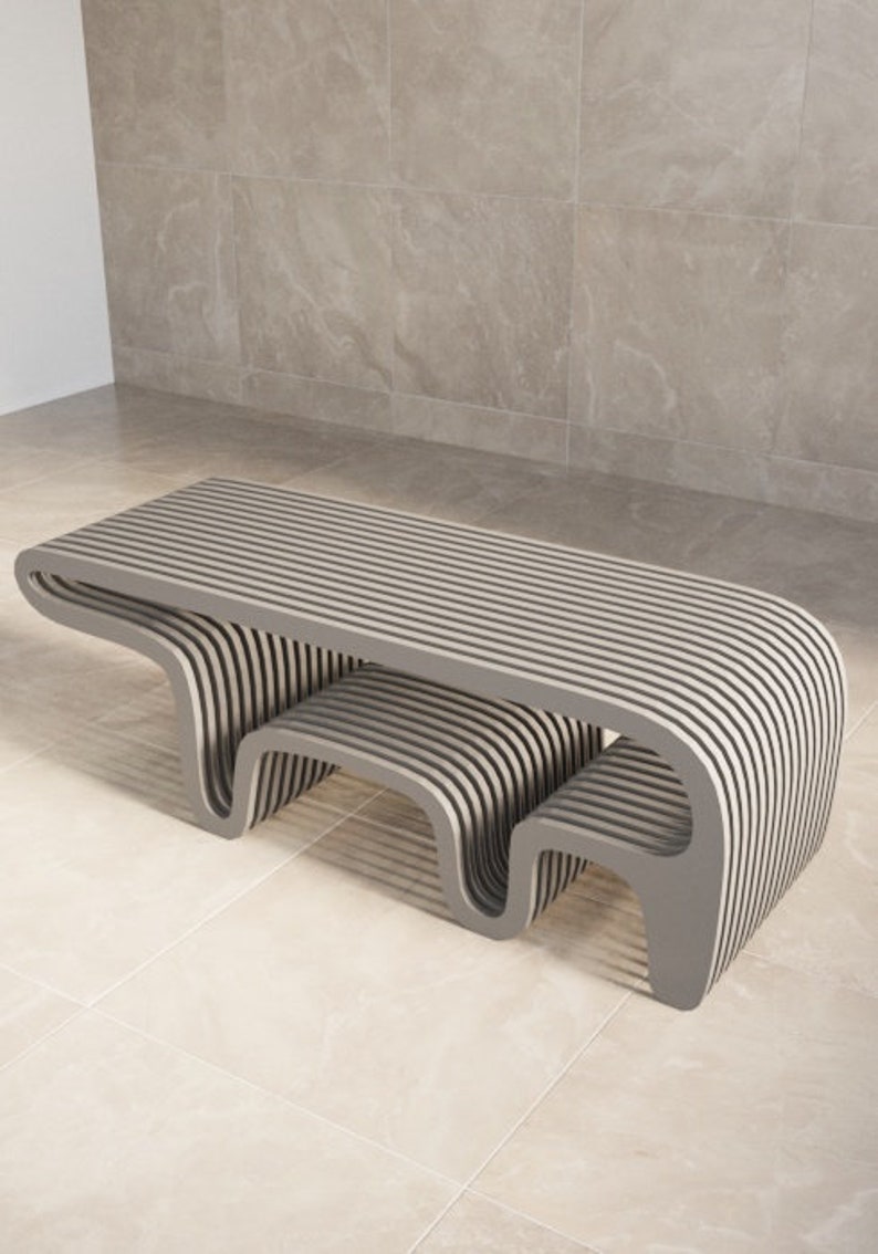 Parametric Bench Design Wavy Wooden,parametric Wood Bench,handcrafted ...