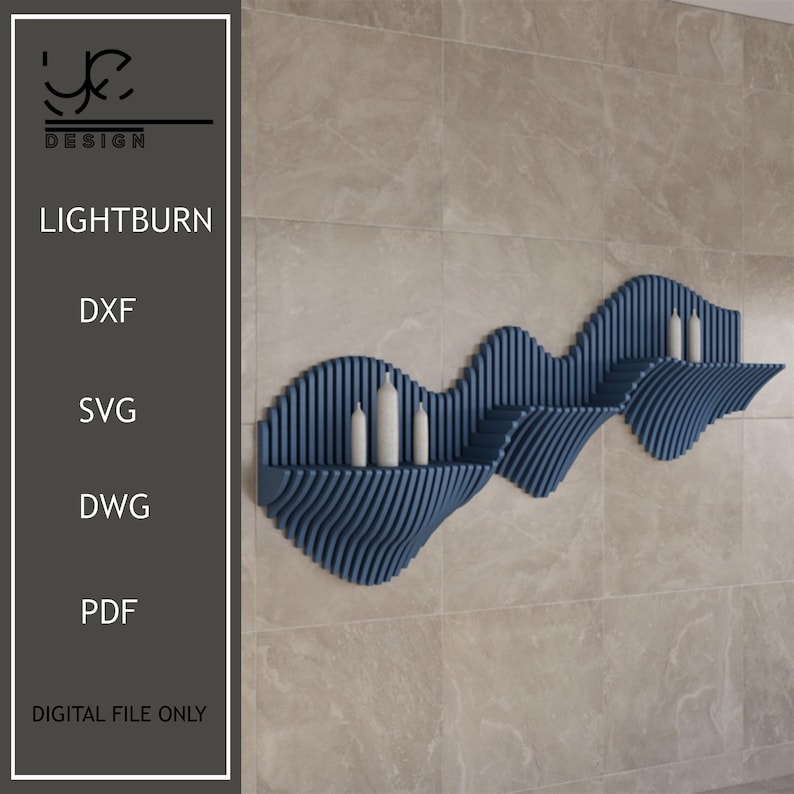 Parametric Wall Art Wavy Wooden Shelf Decor,parametric Wavy Wooden Wall ...