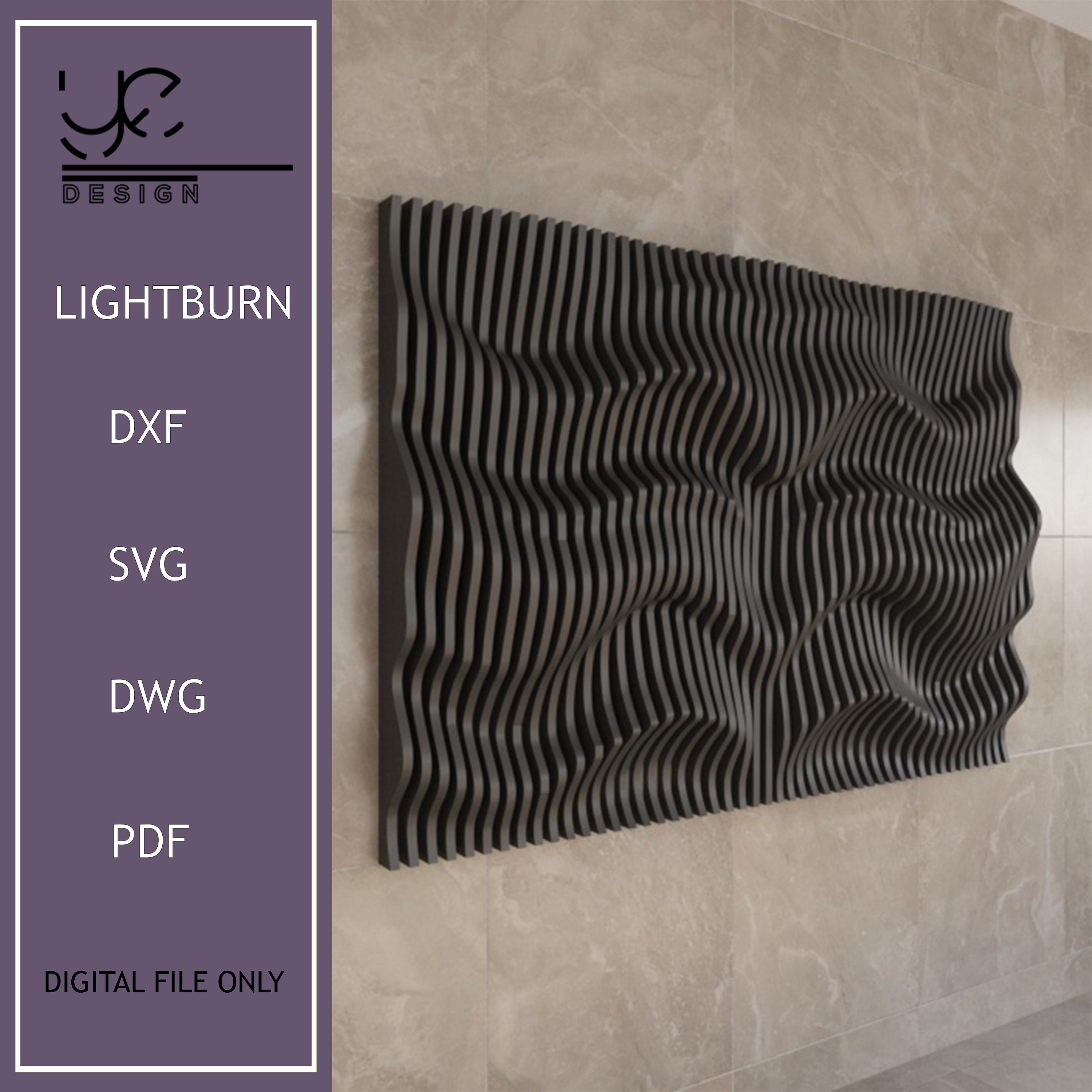Wood,natural,digital Art,parametric Wall Art Decor, Wavy Pattern ...