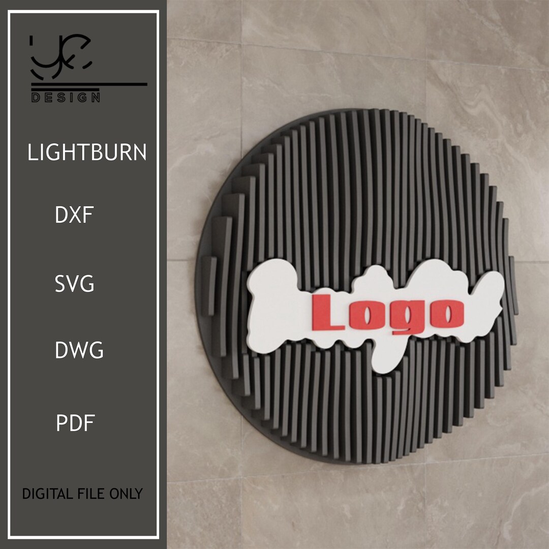 Wavy Wooden Logo Wall Decor: Parametric Design CNC Files (digital File ...