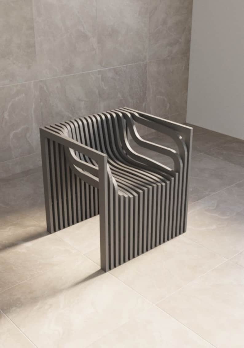 Parametric Wavy Chair Design, Wooden Art, Vector Cutting Plan (digital ...