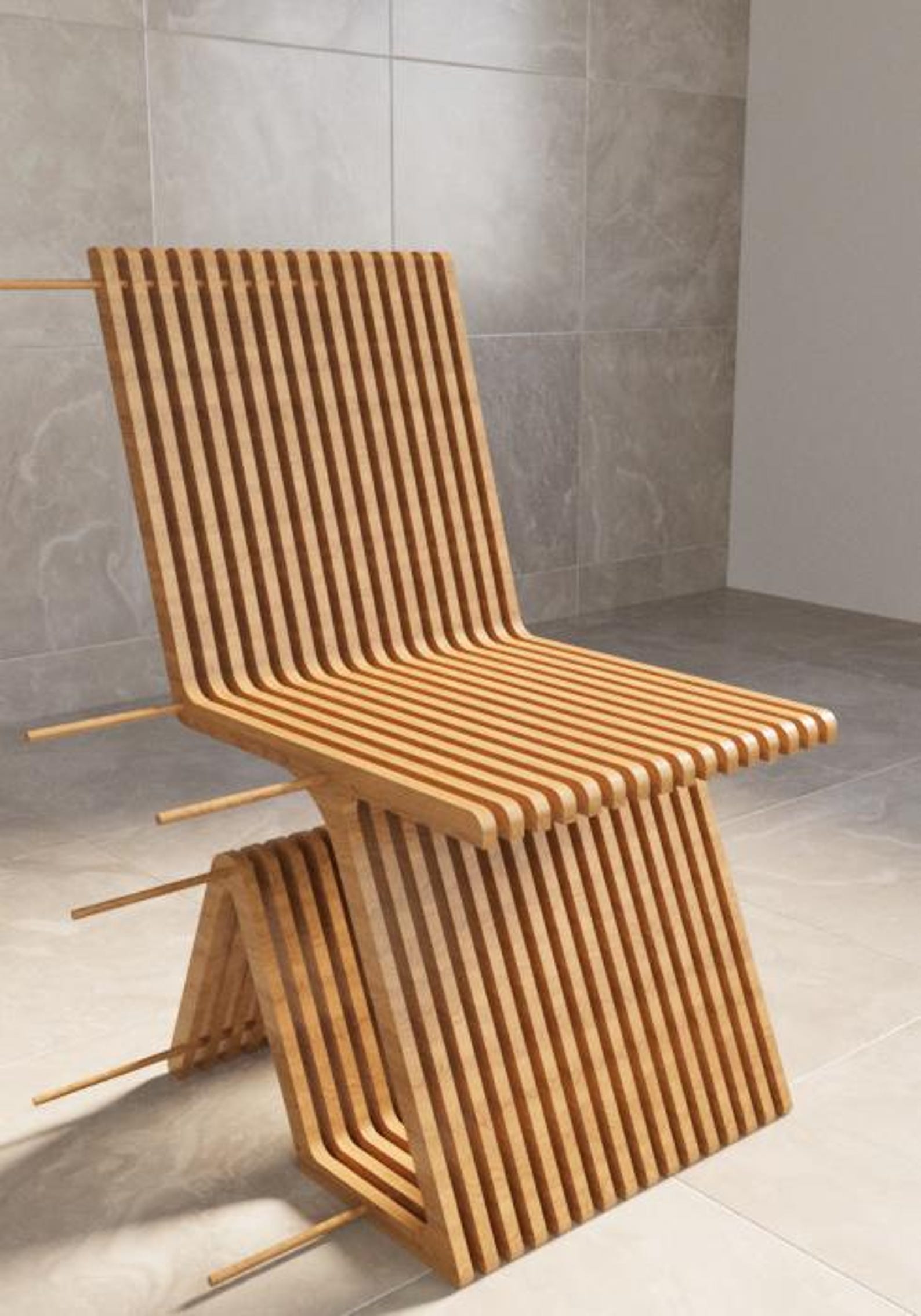 Parametric Chair Design,plywood Chair,wavy Design,wooden Furniture ...