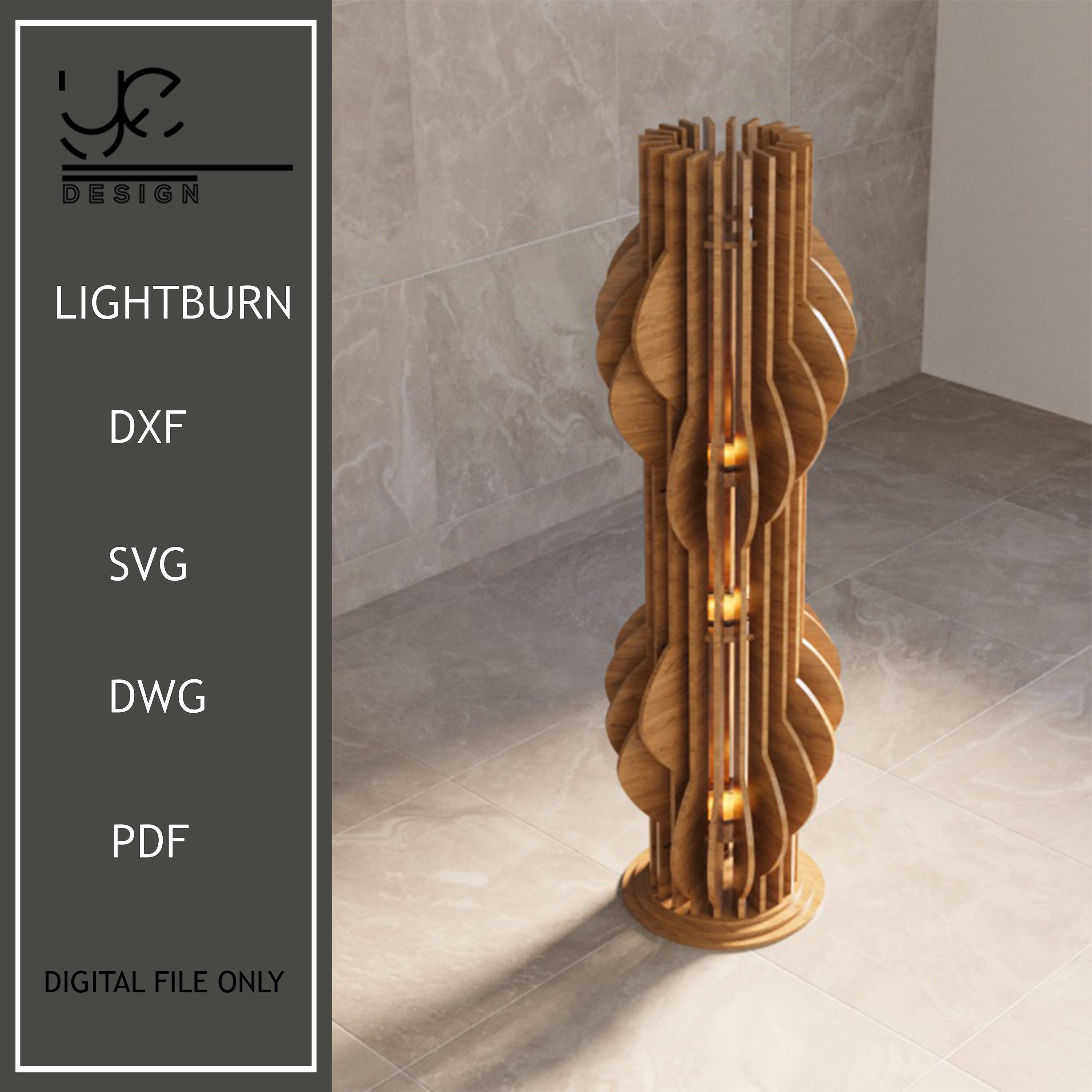 Parametric Wooden Floor Lamp: Wavy Design, CNC Cut (digital File) - Etsy