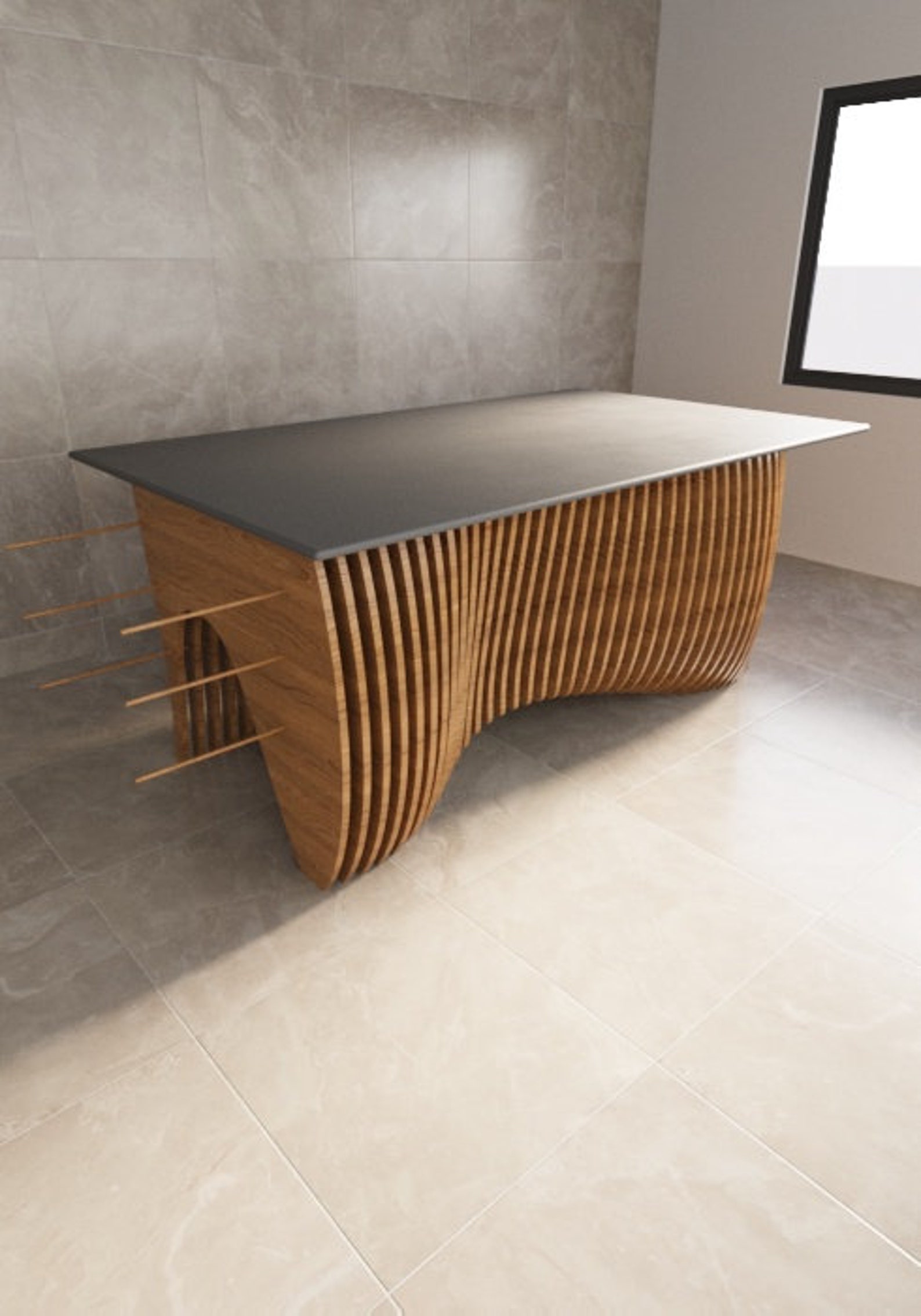 Parametric Table Design,parametric Dinner Table,wooden Table Decor,wavy ...