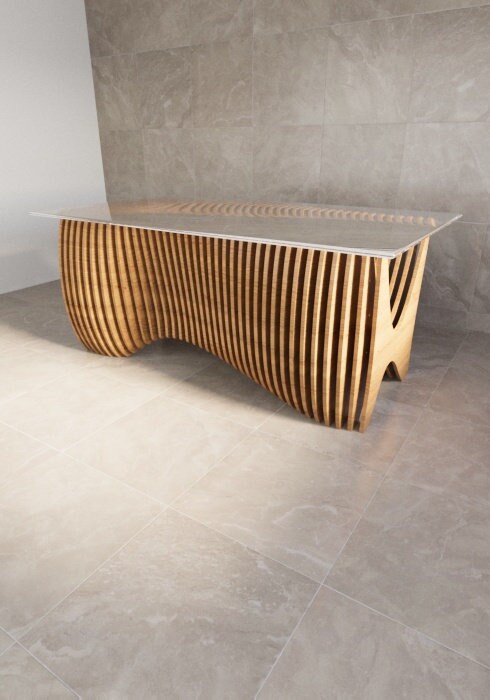 Parametric Table Design,parametric Dinner Table,wooden Table Decor,wavy ...