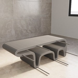 Parametric Bench Design Wavy Wooden,parametric Wood Bench,handcrafted ...