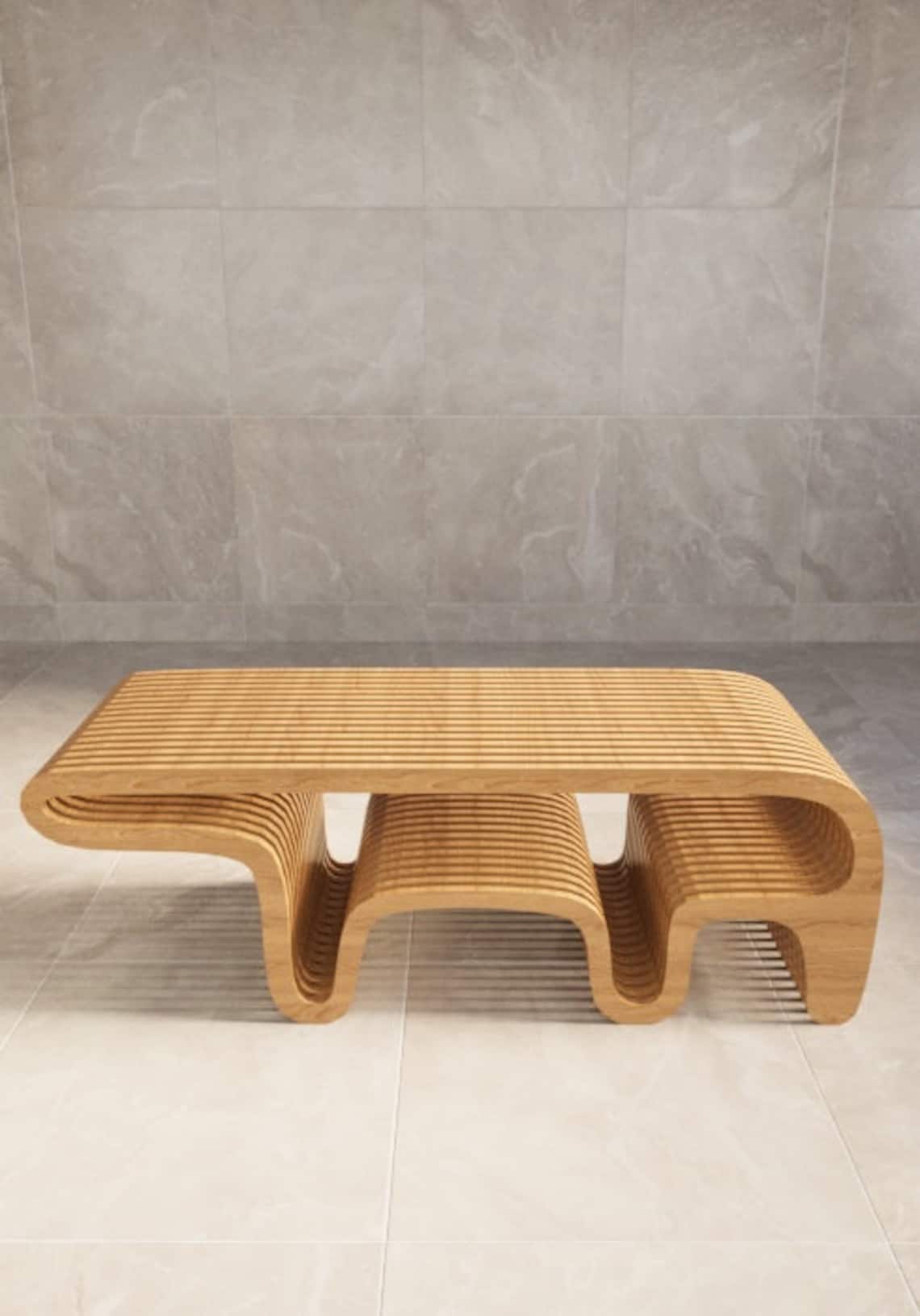 Parametric Bench Design Wavy Wooden,parametric Wood Bench,handcrafted ...