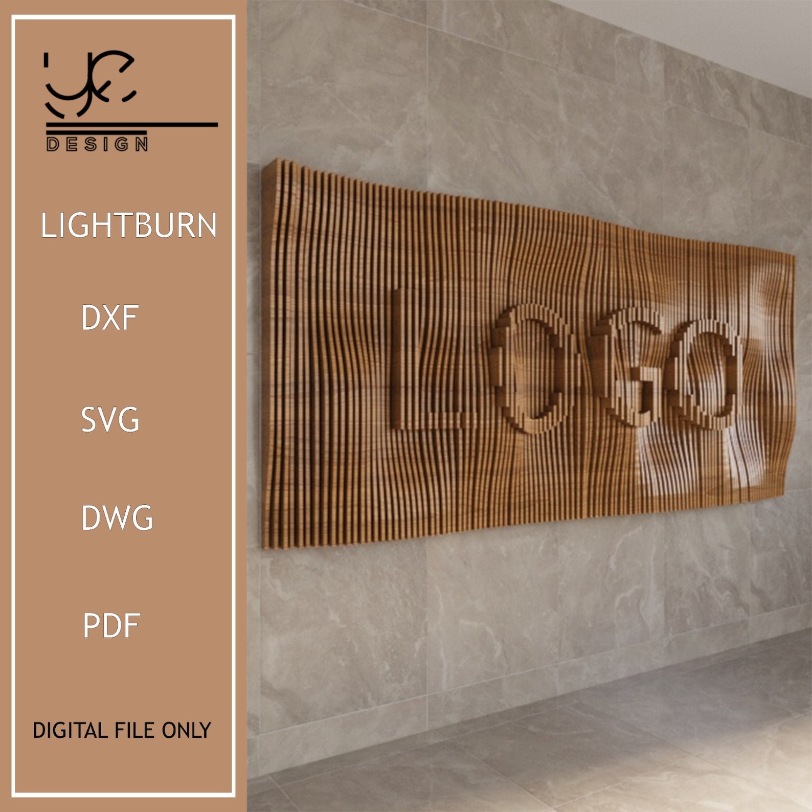 Parametric Logo Design Wavy Wooden Wall Decor and Interior Wall Art ...
