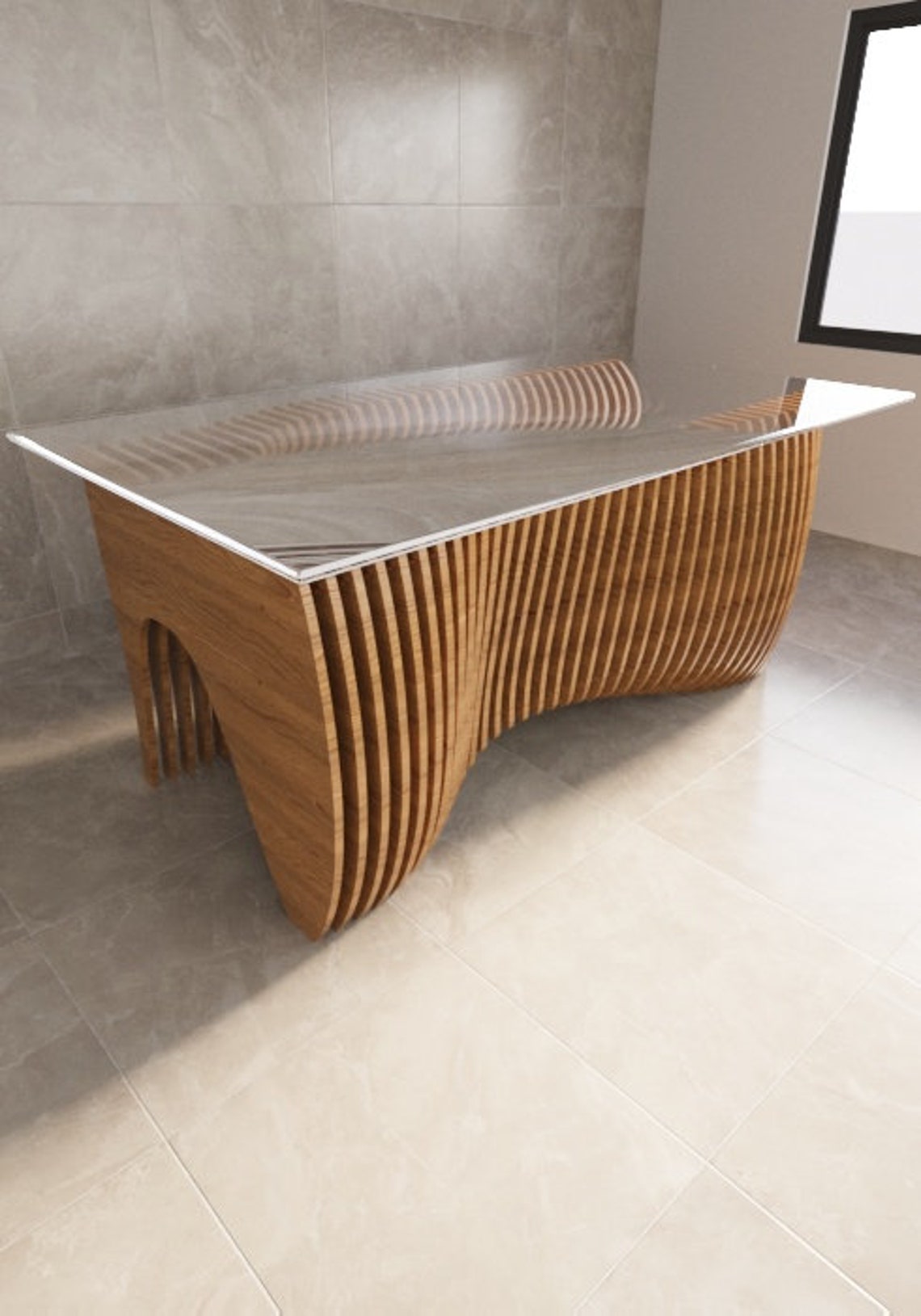 Parametric Table Design,parametric Dinner Table,wooden Table Decor,wavy ... Parametric Table Design,parametric Dinner Table,wooden Table Decor,wavy ...