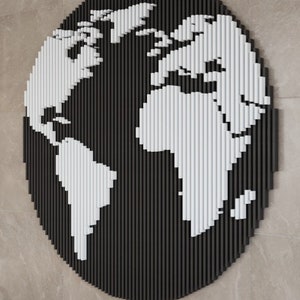 Parametic World Map Wall Decor,world Globe Map Cnc Cut,world Map Wall ...