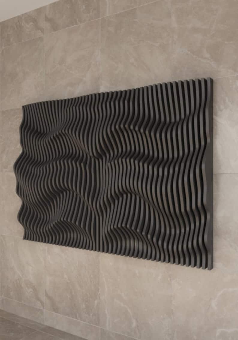 Wood,natural,digital Art,parametric Wall Art Decor, Wavy Pattern,parametric Wavy Wooden Wall ...