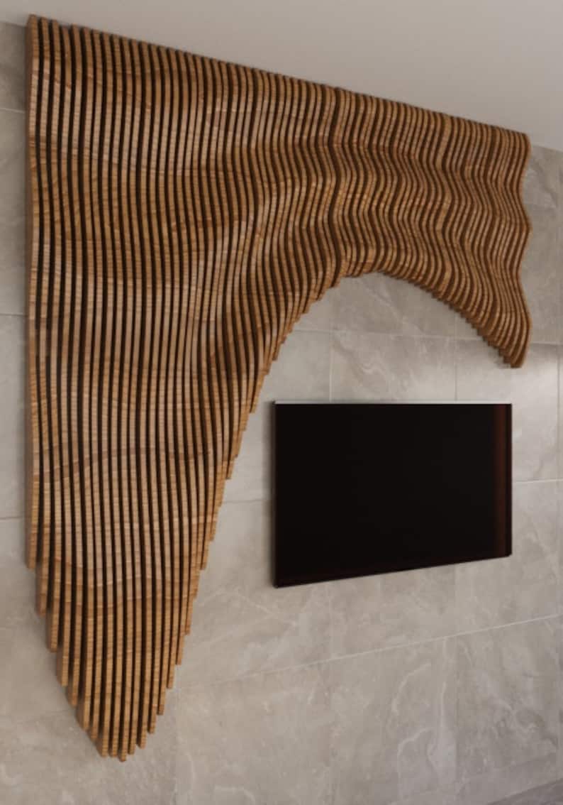Parametric Wooden Wall Decor Tv Unit,wavy Tv Unit,modern Tv Unit Design ...