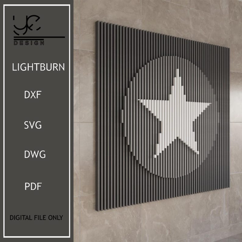 Parametric Star Wall Art Decor,cut Ready Wavy Wooden Wall Decor ...