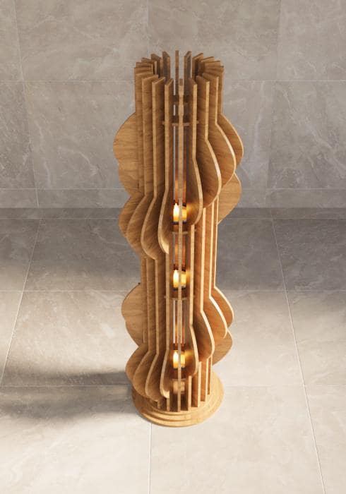 Parametric Floor Lamp Cut Ready Art Decor,wavy Wooden Lamp Shader ...