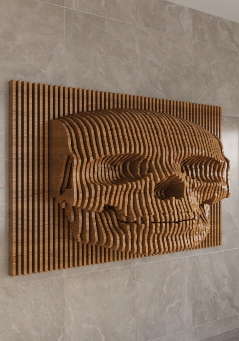 Parametric Skull Wall Decor,parametric Art Wooden,wavy Wooden Furniture ...
