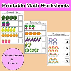 20 Pages Printable Preschool Math Worksheets, Early Math, Counting ...