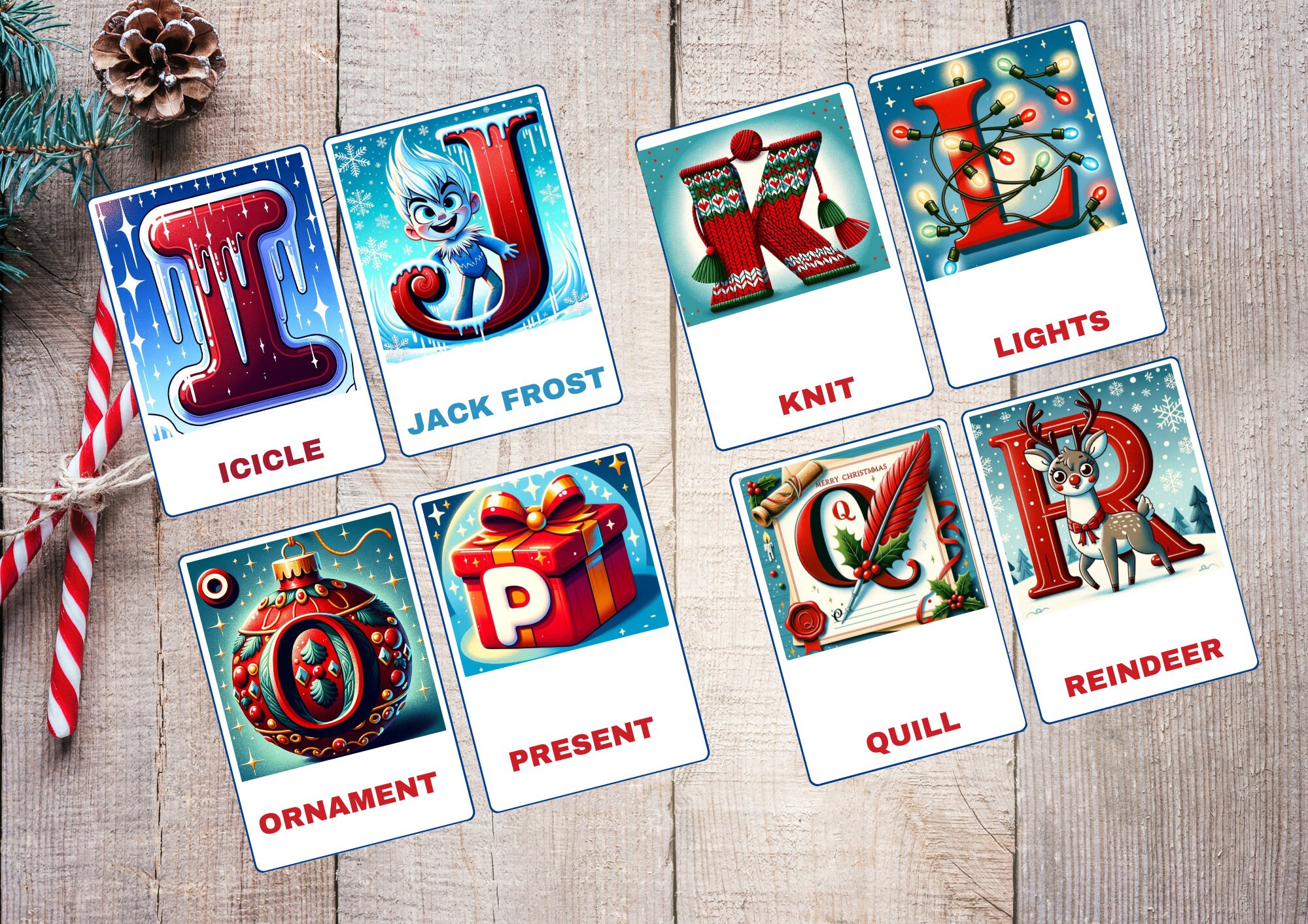 Alphabet Christmas Flash Cards for Kids - Holiday Learning Tool - Etsy