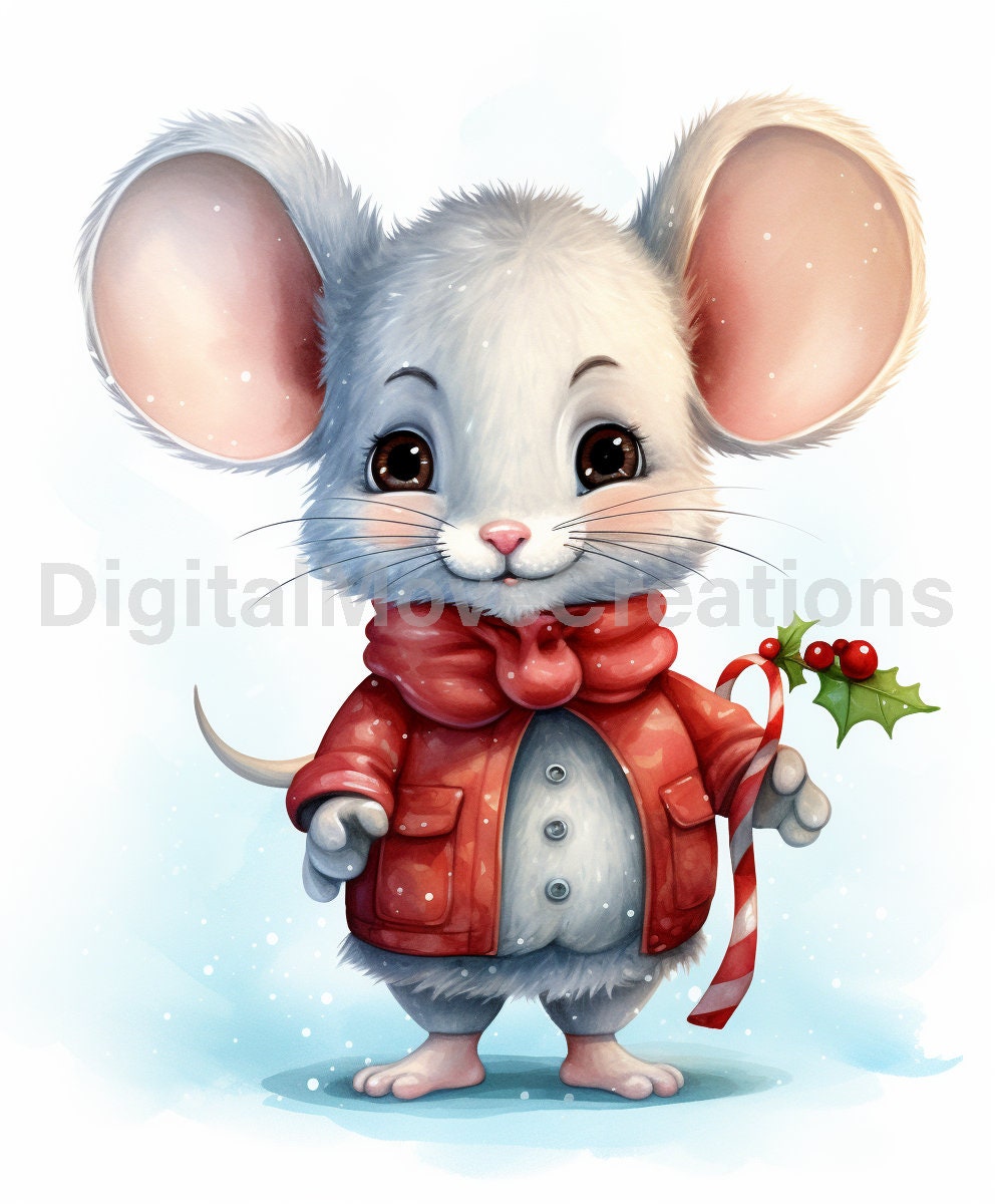 Christmas Mouse Clipart Bundle | 20 High-quality Jpgs | Watercolor ...