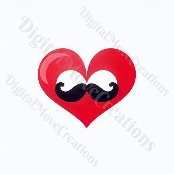 Mustache Heart - Etsy