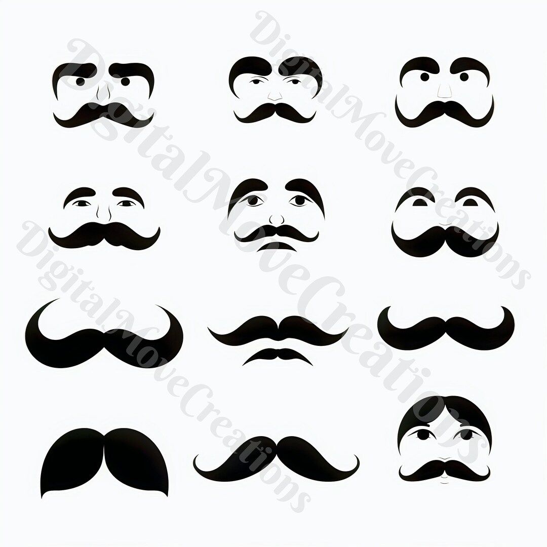 Amazing 4 Set of Black Moustache Designs for Mug, T-shirt, and More ...