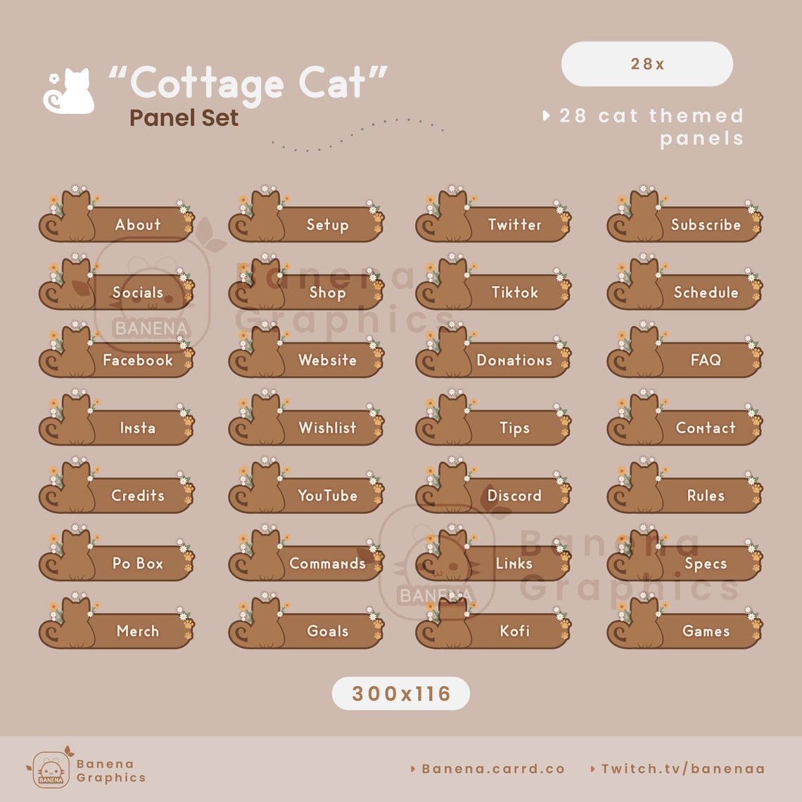 28 Cottage Core Cat Panels | Twitch Panels - Etsy