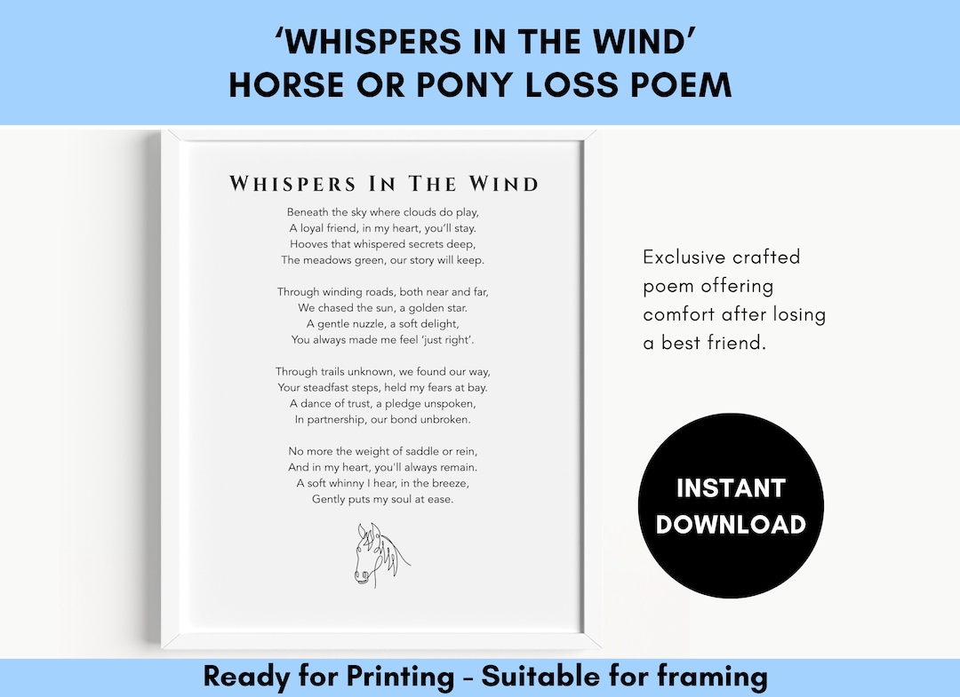 Unique Horse Loss Poem-whispers in the Wind | Poem for Horse or Pony ...