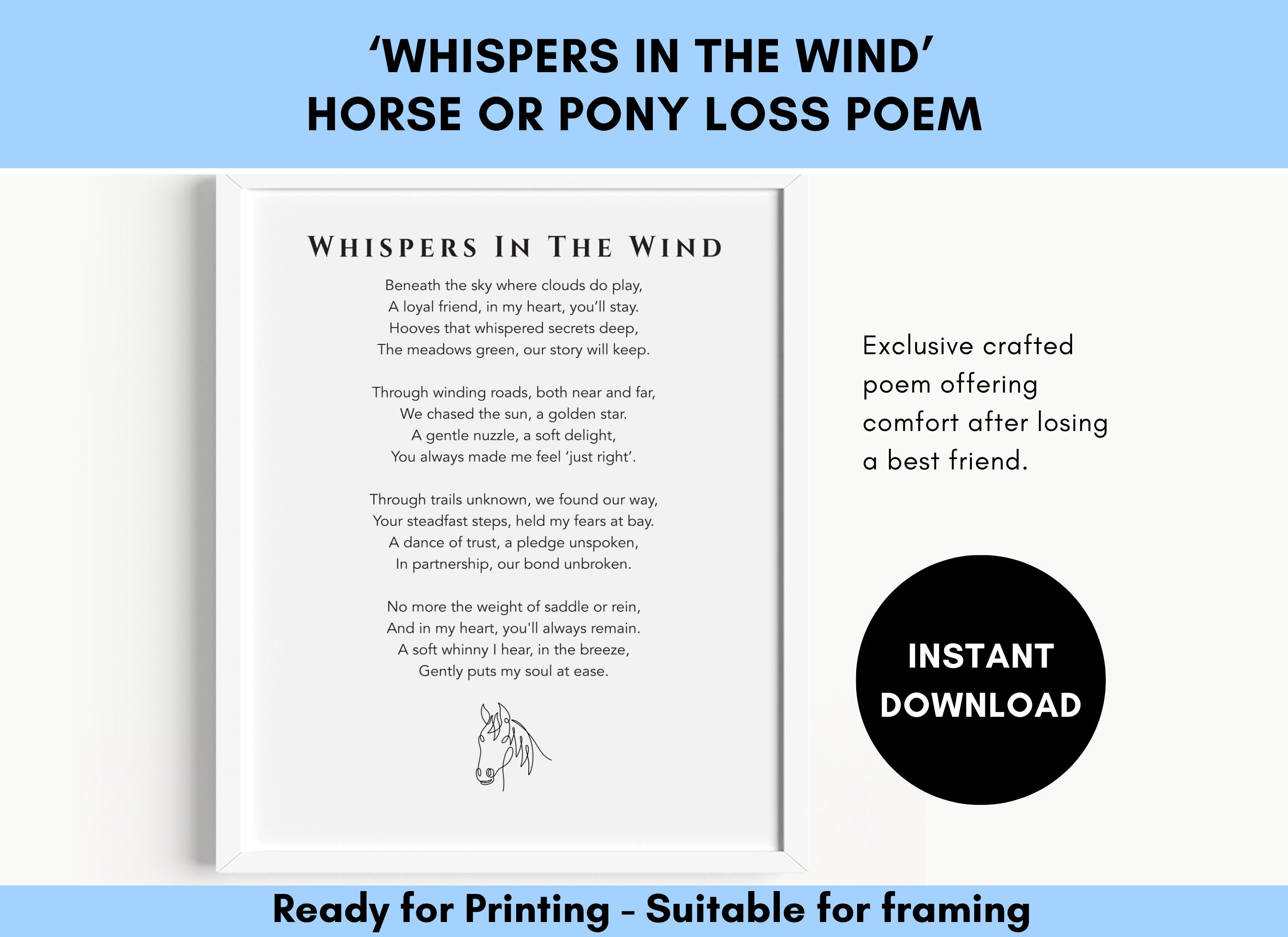 Unique Horse Loss Poem-whispers in the Wind | Poem for Horse or Pony ...