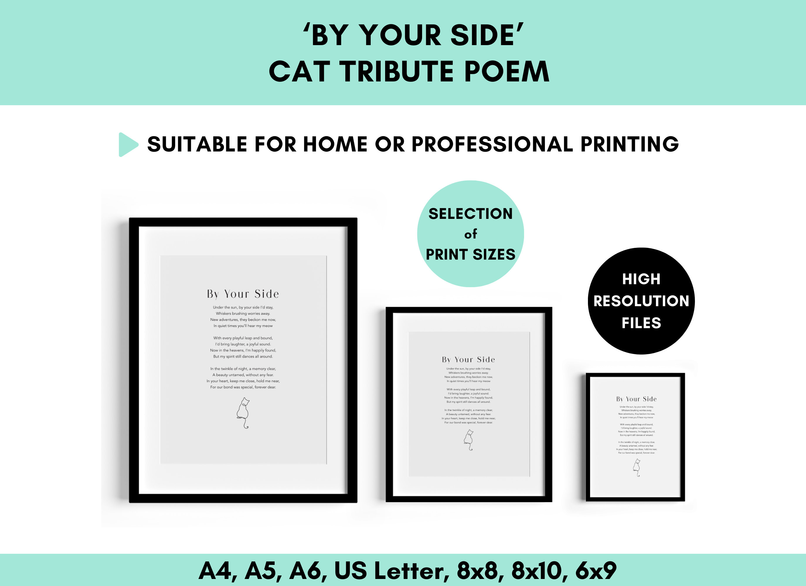 Unique Cat Loss Poem - by Your Side | Cat Remembrance Gift | Cat ...