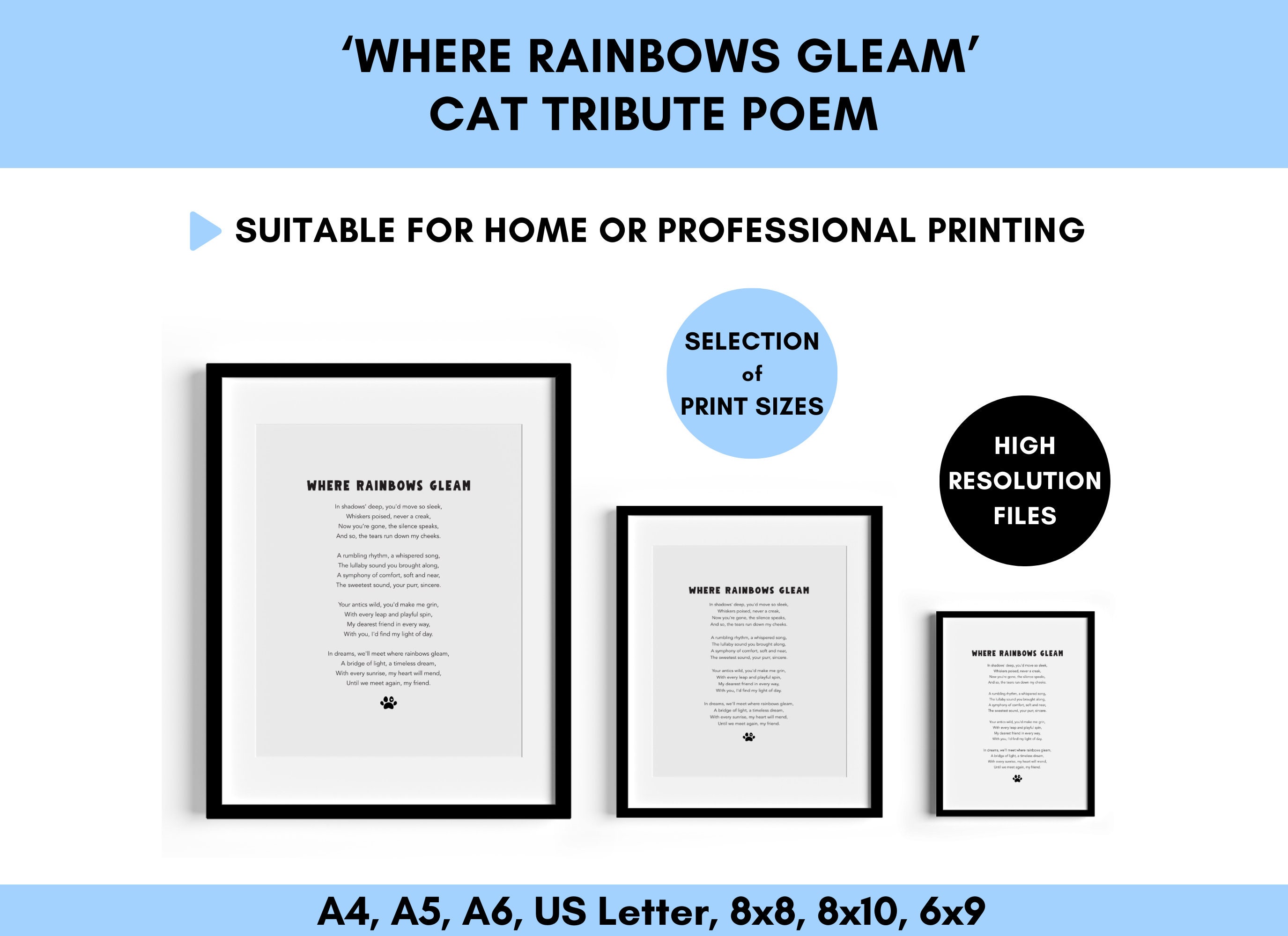 Cat Memorial Poem - Where Rainbows Gleam | Cat Loss Poem | Cat ...