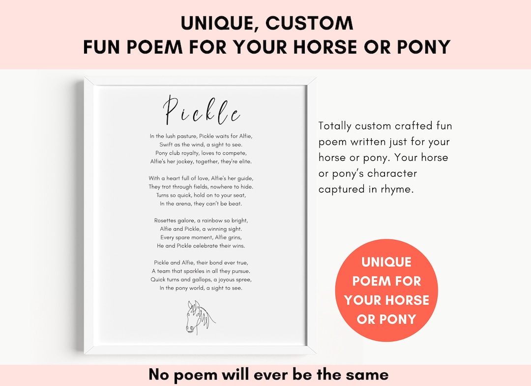 Unique Horse Poem Fully Customised Bespoke Horse Poem Pony - Etsy