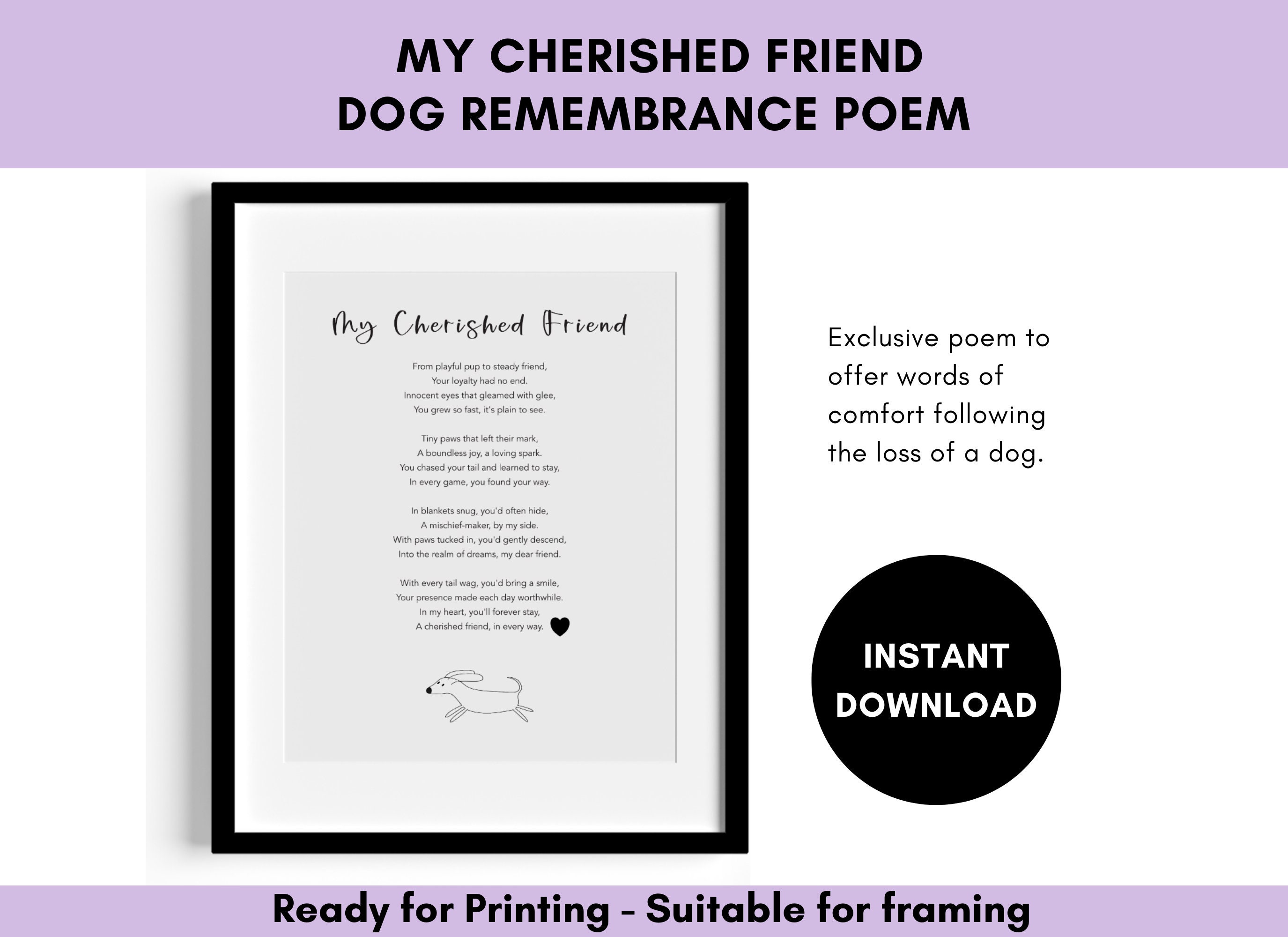 My Cherished Friend Pet Loss Remembrance Poem Dog Loss Poem Dog ...