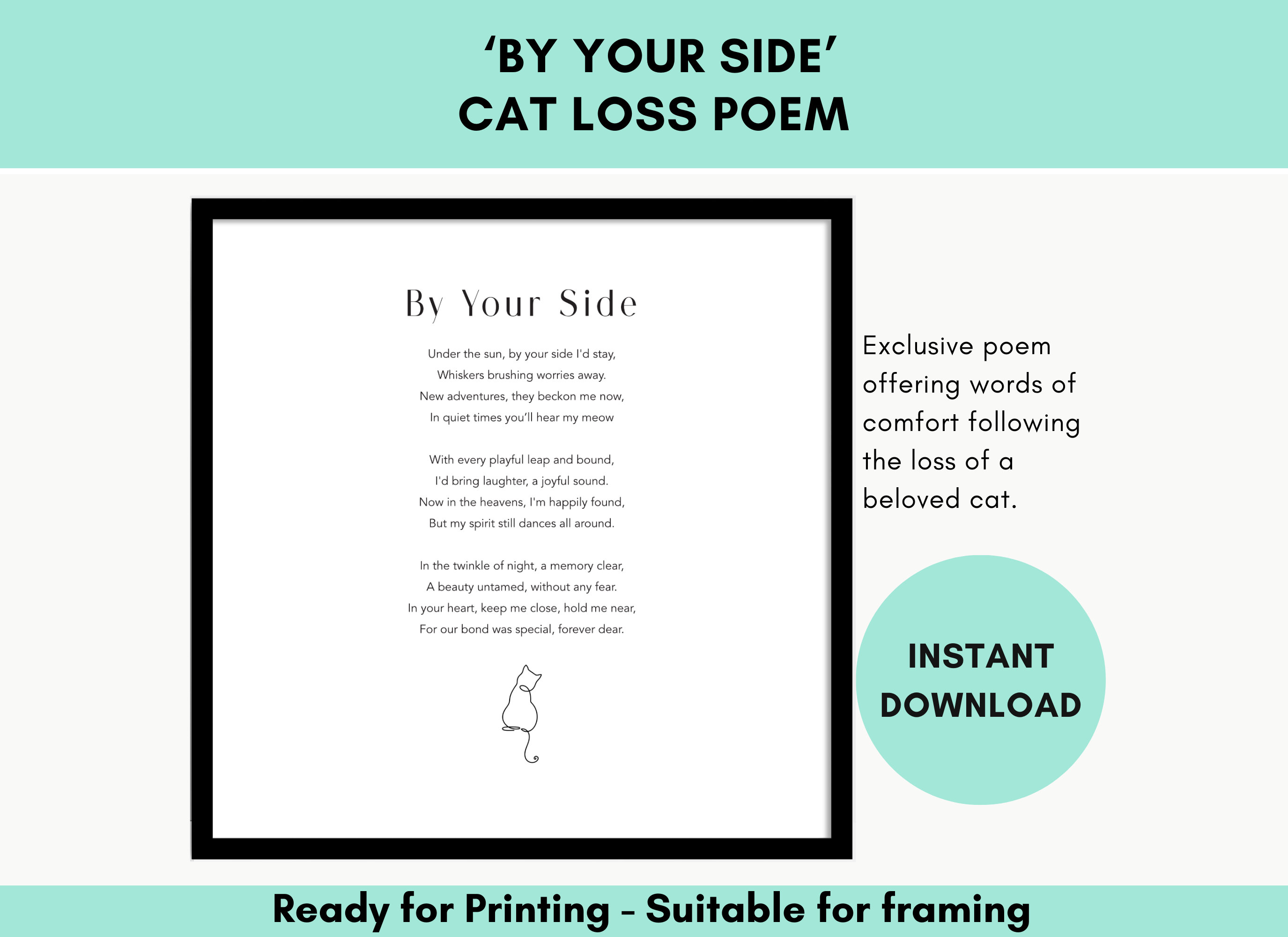 Unique Cat Loss Poem - by Your Side | Cat Remembrance Gift | Cat ...