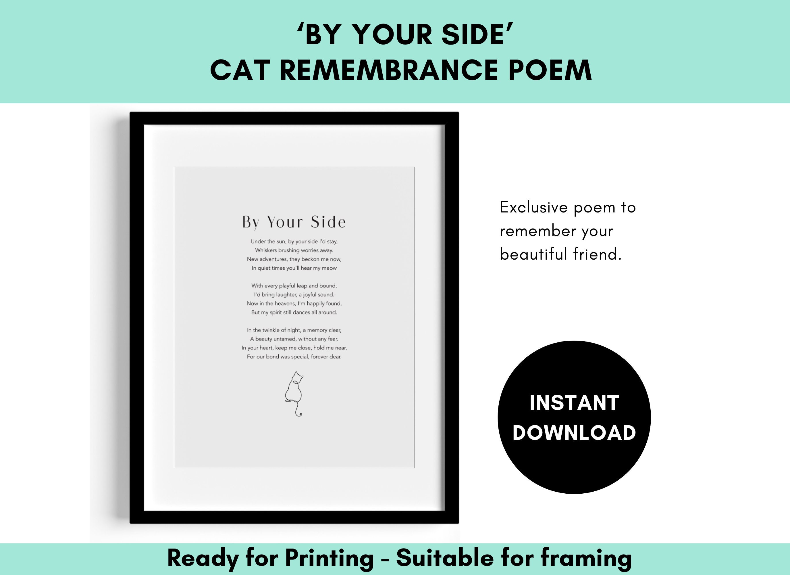 Unique Cat Loss Poem - by Your Side | Cat Remembrance Gift | Cat ...