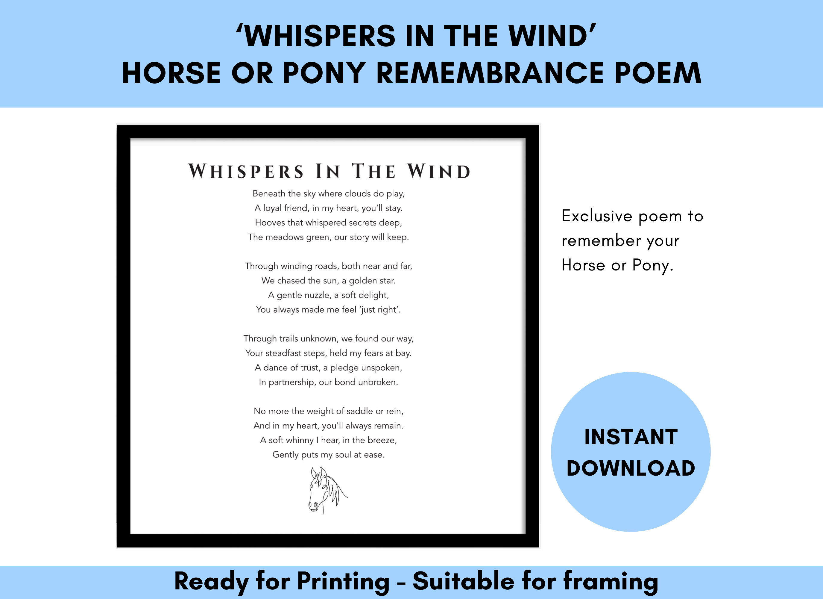 Unique Horse Loss Poem-whispers in the Wind | Poem for Horse or Pony ...