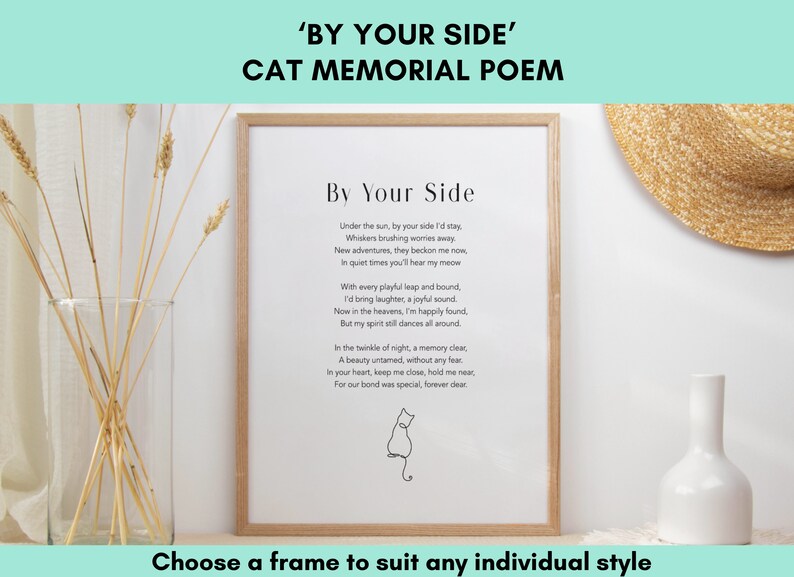 Unique Cat Loss Poem - by Your Side | Cat Remembrance Gift | Cat ...