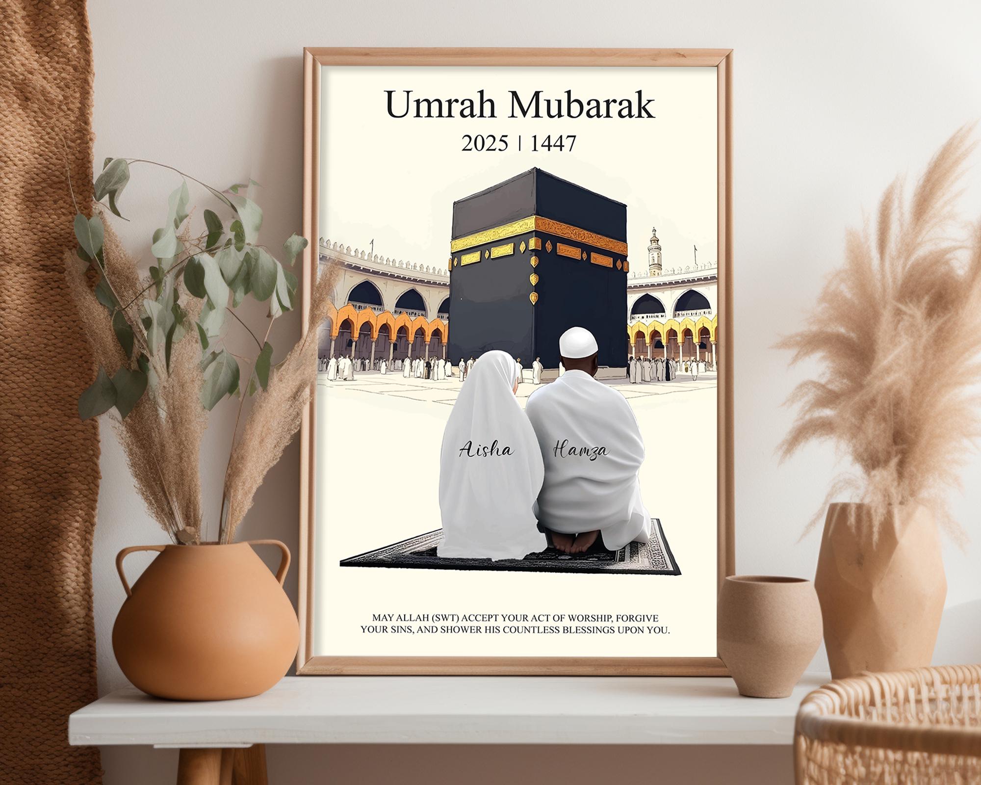 Personalized Umrah Mubarak Digital Wall Art Print, Custom Islamic Hajj ...