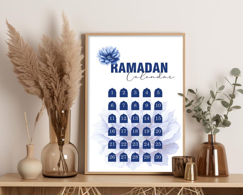 Ramadan Calendar Printable Wall Art, Ramadan Planner Digital Download ...