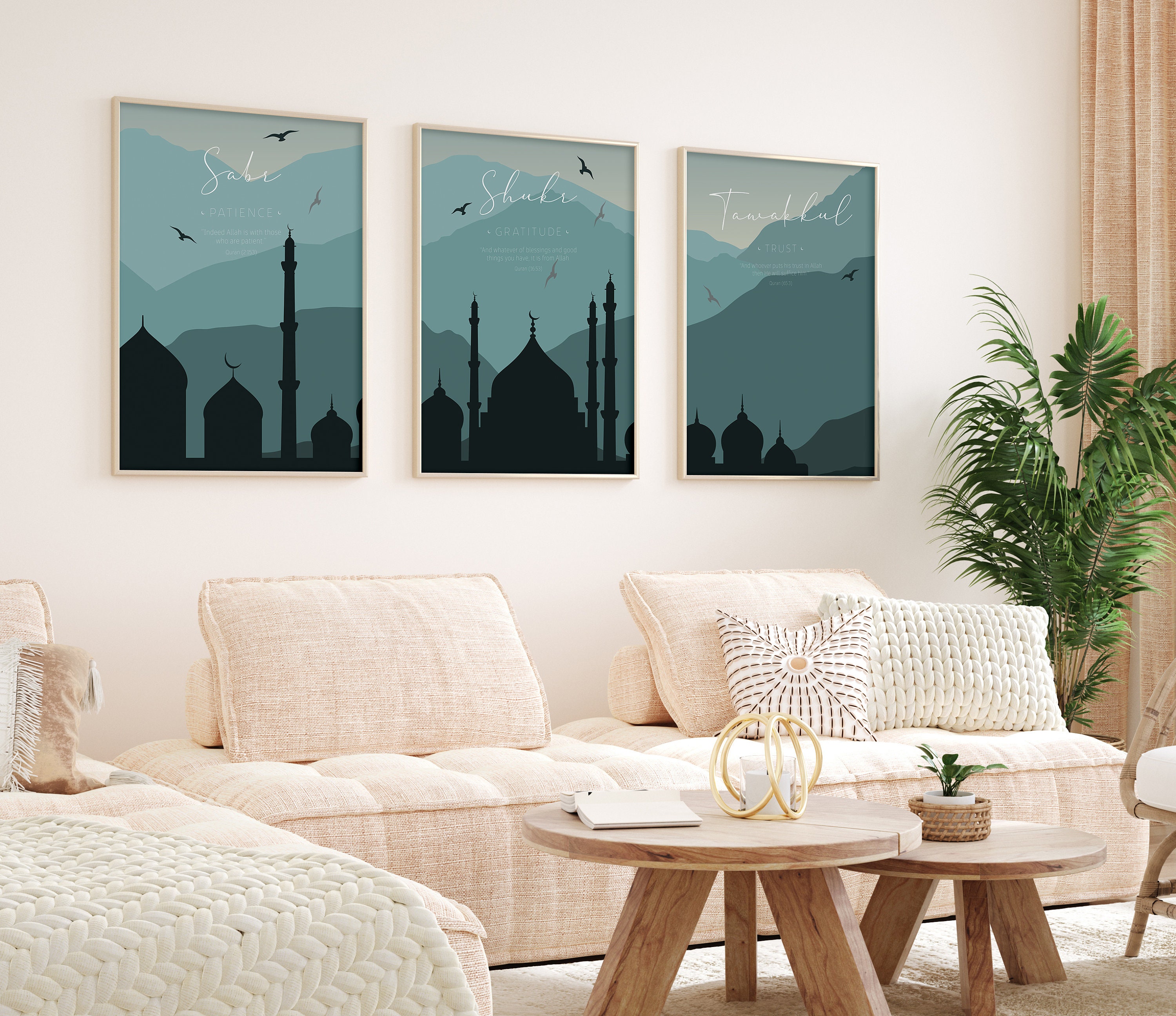 Islamic Wall Art Printable Set of 3 Modern Muslim Decor - Etsy