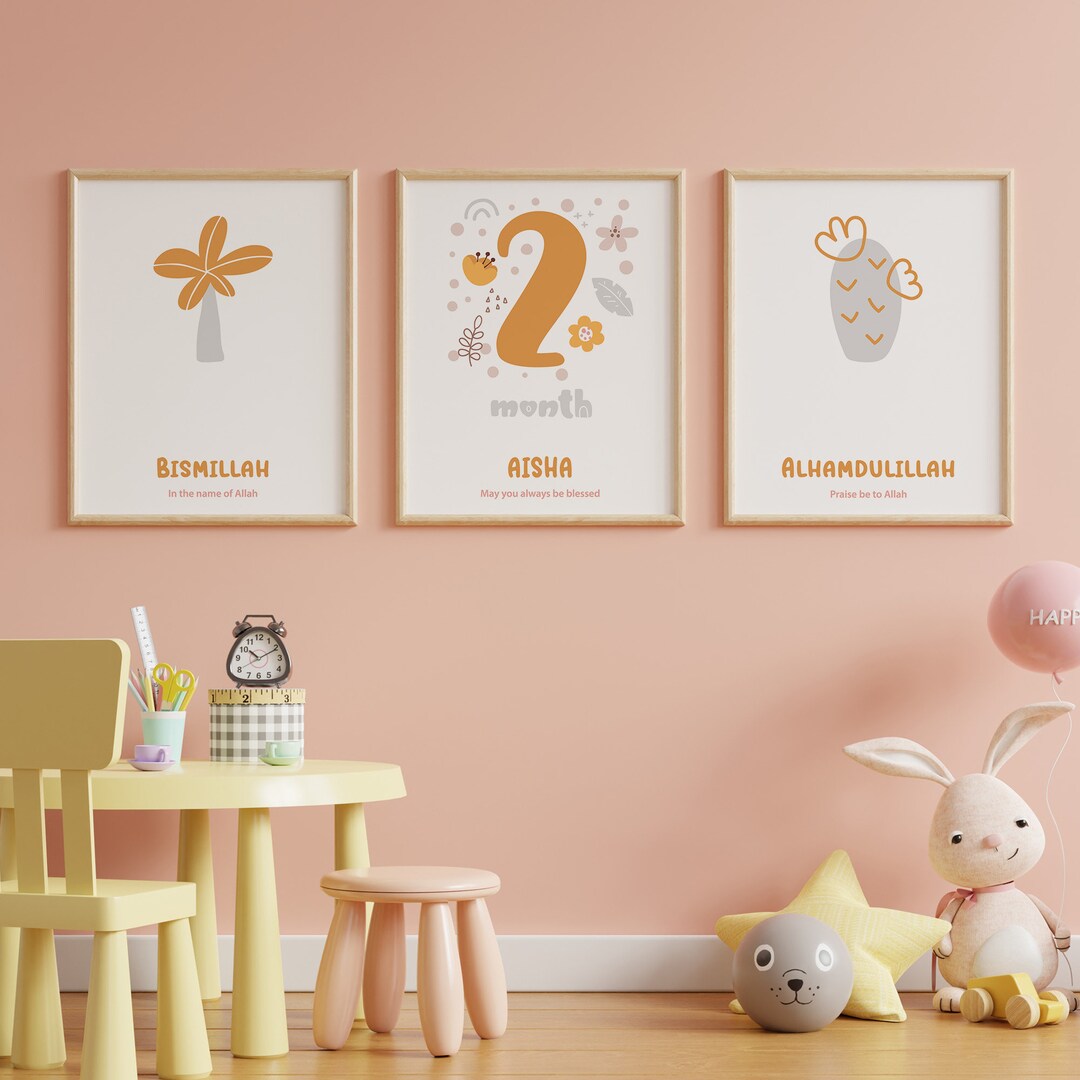 Personalised Islamic Wall Art Gifts for Kids, Set of 3 Printable Muslim ...