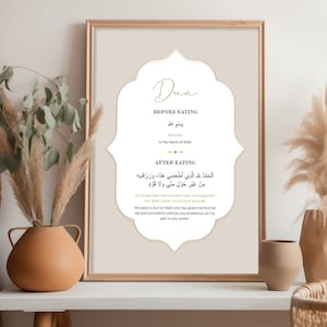 Islamic Dua Printable Wall Art, Dua for Before Eating and Dua After ...