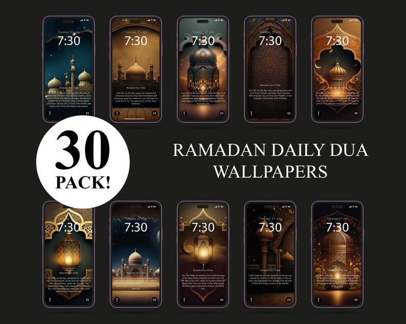 Ramadan Daily Dua Wallpaper Pack, 30 Islamic Phone Backgrounds ...