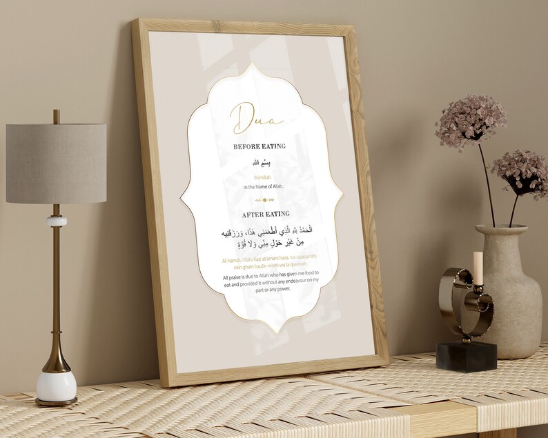 Islamic Dua Printable Wall Art, Dua for Before Eating and Dua After ...